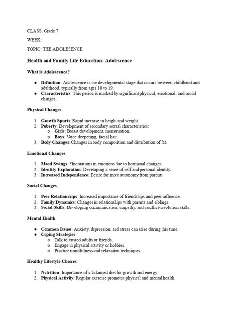 Grade 7 Hfle Notes Pdf Self Esteem Sexual Orientation