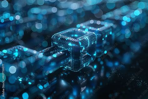 Blockchain Technology Abstract With Secure Interconnected Blocks Floating In Cyberspace