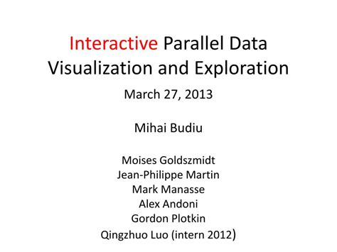 Ppt Interactive Parallel Data Visualization And Exploration Powerpoint Presentation Id2457891