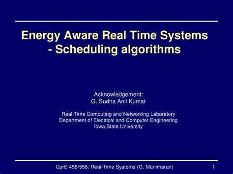 Ppt Energy Aware Real Time Systems Scheduling Algorithms Powerpoint