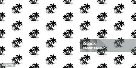 야자수 원활한 패턴 섬 코코넛 트리 벡터 바다 해변 여름 열대 스카프 고립 타일 배경 반복 배경 화면 만화 일러스트 디자인 0명에 대한 스톡 벡터 아트 및 기타 이미지