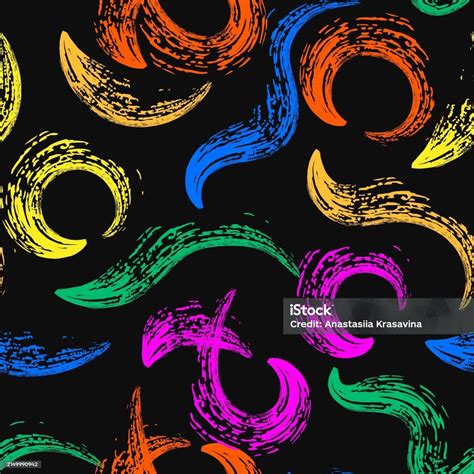 완벽 한 패턴 와 페인트 붓 획 벡터 모음 손으로 그린 곡선과 물결 모양의 선 그런지 원과 구불구불한 선 혼돈 잉크 브러쉬 낙서