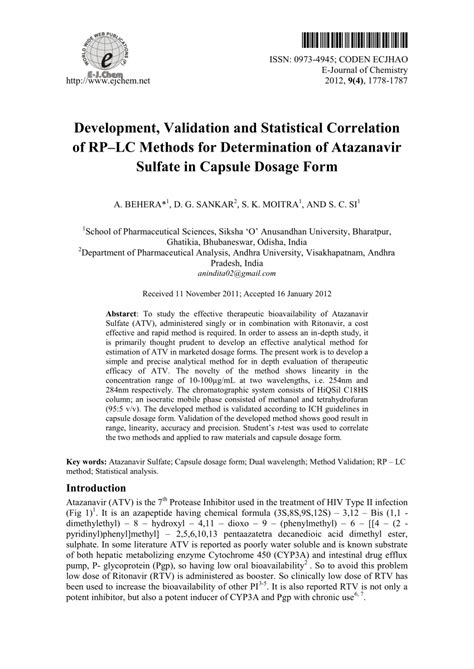 Pdf Development Validation And Statistical Correlation Of Rplc Methods For Determination Of