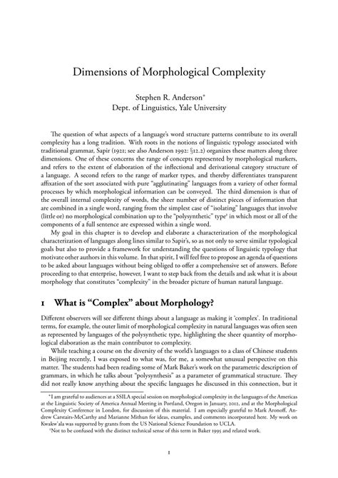 Pdf Dimensions Of Morphological Complexity