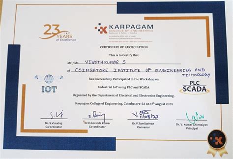 Vinoth Kumar S On Linkedin I Am Successfully Completed Workshop In Karpagam College Of