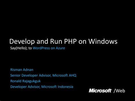 Develop And Run Php On Windows Say Hello To Wordpress On Azure Pdf Web Development Internet