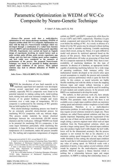 Pdf Parametric Optimization In Wedm Of Wc Co Composite By Neuro Genetic Technique