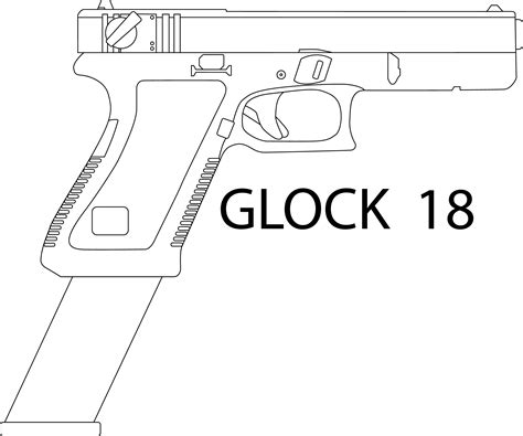 GLOCK Hand Gun LINE ART Vector File Laser Engraving Cnc Inspire