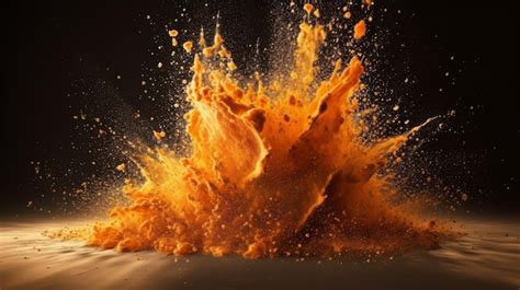 Premium Photo Abstract Orange Dust Explosion Background Generative Ai