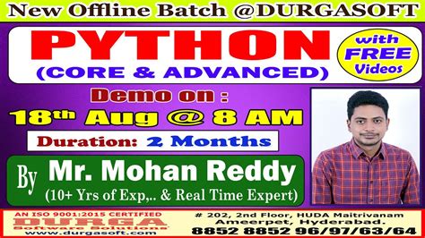 Python Core And Advanced Offline Training Durgasoft Youtube