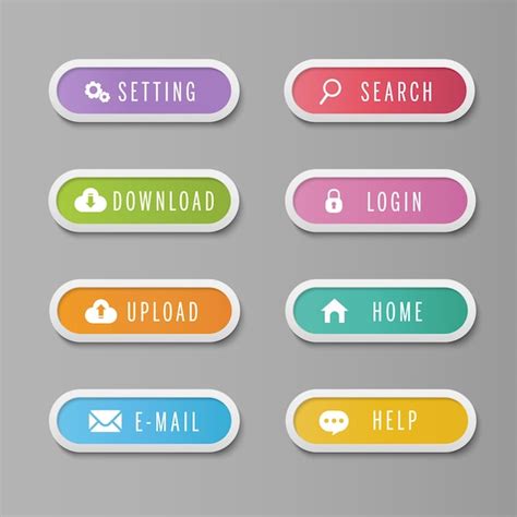Premium Vector Vector Web Interface Long Button Set