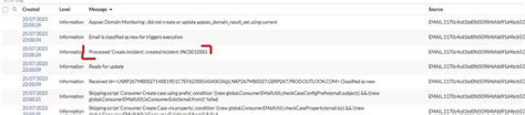 inbound email action not showing in email log r servicenow