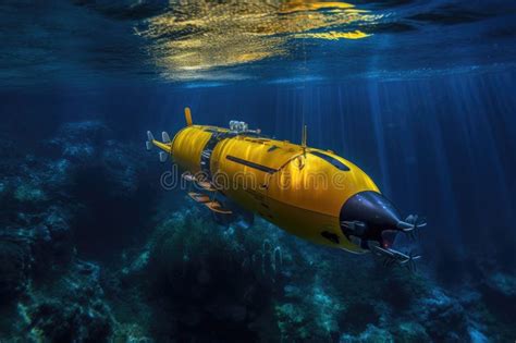 Autonomous Underwater Vehicle Auv Navigating Stock Illustration