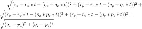 2d intersection of two moving line segments or a moving line segment and a point stack