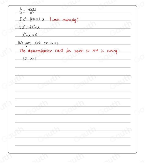 solved solve the rational equation 5 x 4x 1 x 2 and check for