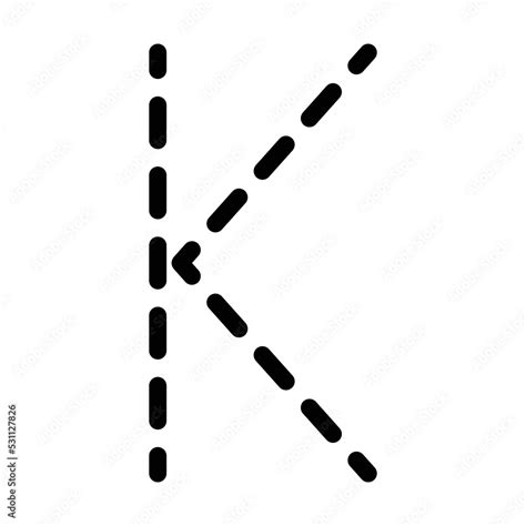 Tracing Alphabet Letter K Prewriting Dotted Line Element For