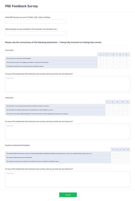 Pbe Feedback Survey Form Template Jotform