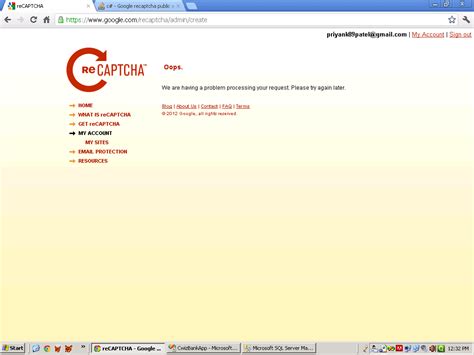 Recaptcha Key Issueunable To Create Key Stack Overflow