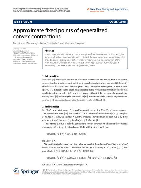 Pdf Approximate Fixed Points Of Generalized Convex Contractions