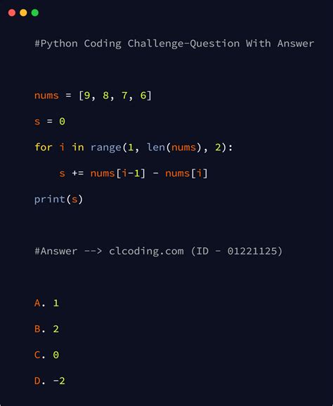 Python Coding Challenge Question With Answer 01221125 ~ Computer