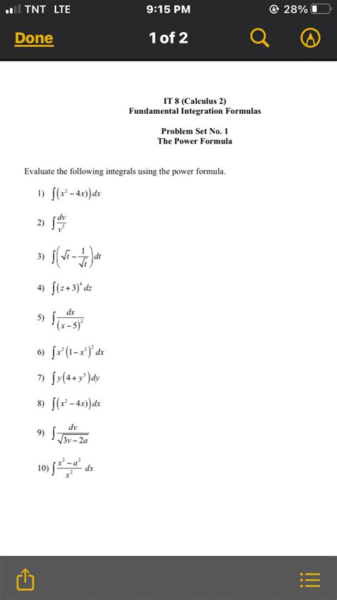 TNT LTE 915 PM 28 Done 1 Of 2 IT 8 Calculus 2 StudyX