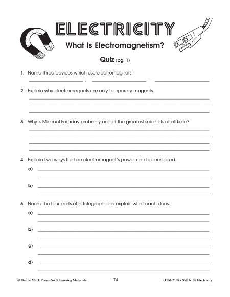 Electromagnetism Quiz Grades 4 6