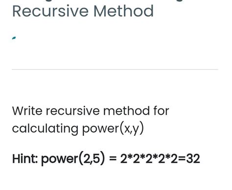 Solved Recursive Method Write Recursive Method For Chegg Com