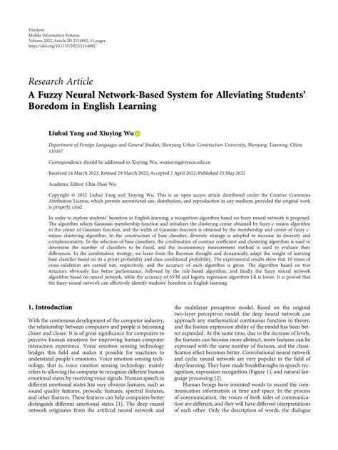 Pdf A Fuzzy Neural Network Based System For Alleviating Students