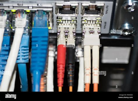 Ethernet Network Switch With Ethernet Cables Stock Photo Alamy