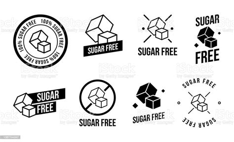 무설탕 식품 아이콘 세트 다양한 흑백 디자인은 우표 물개 배지 등으로 사용할 수 있습니다 벡터 무설탕에 대한 스톡 벡터 아트 및 기타 이미지 Istock