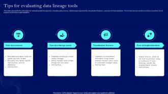 Tips For Evaluating Data Lineage Tools Data Lineage Techniques IT PPT Sample