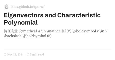 Eigenvectors And Characteristic Polynomial
