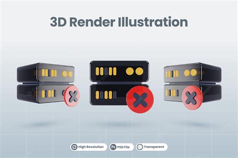 Premium Psd 3d Server Database Illustration With 3d Cross Rejection