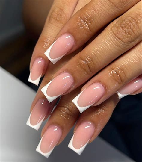 🤍💅🏽 Short Acrylic Nails Designs White Tip Acrylic Nails Girly