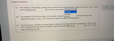 Solved Blvariate Data Obtained For The Paired Variables X