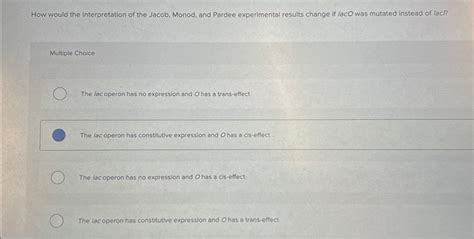 Solved How Would The Interpretation Of The Jacob Monod And