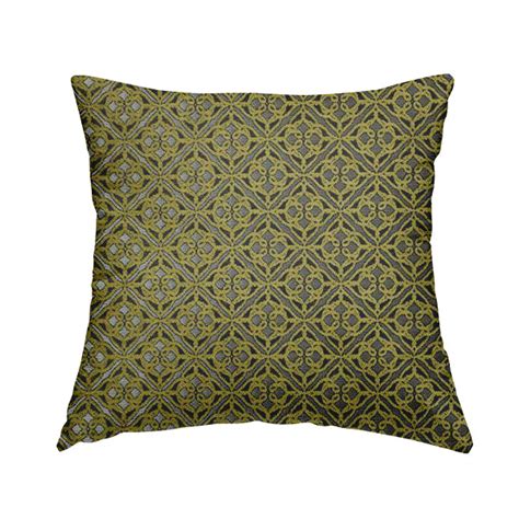 Azima Small Medallion Geometric Pattern Green Silver Shine Upholstery