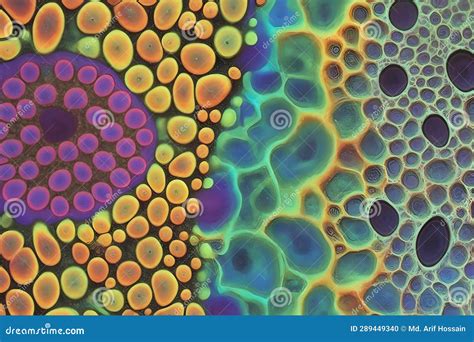 A Microscopic View Of A Cellular Pattern Rendered In A Spectrum Of