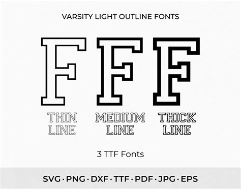 Varsity Font Svg Png Ttf College Font Svg Sport Font School Font Varsity Light Outline Font
