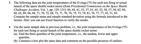 Solved 3 The Following Data Are The Joint Temperatures Of