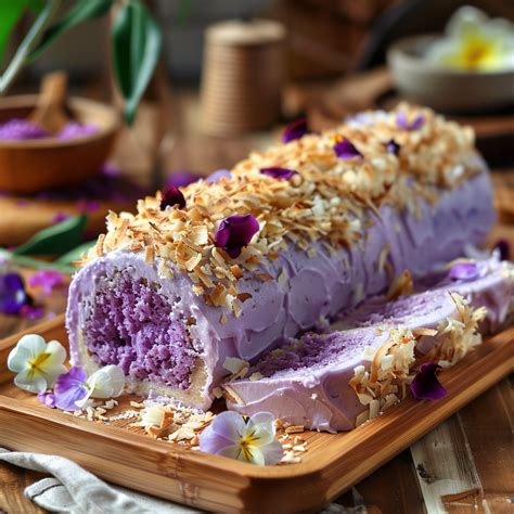 Filipino Ube Brazo De Mercedes Roll Cake Sugar Free Paleo