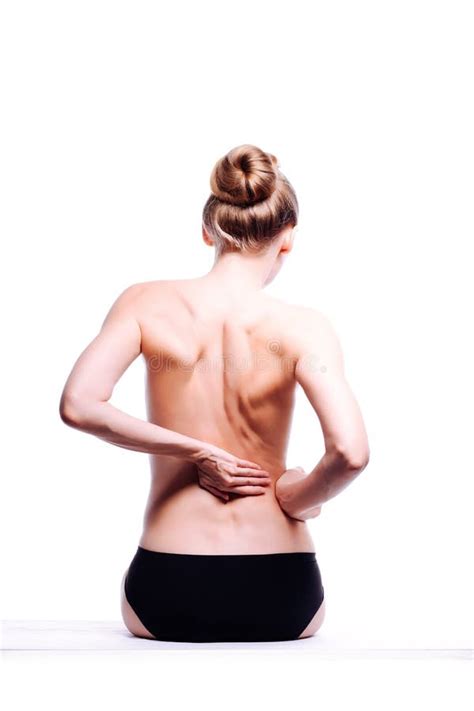 Back Of Beautiful Nude Woman On White Background Stock Image Image Of