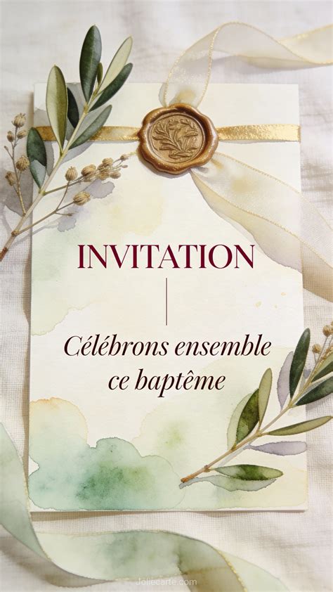 ️ Célébrons Ensemble Ce Baptême Invitation Gratuite Joliecarte