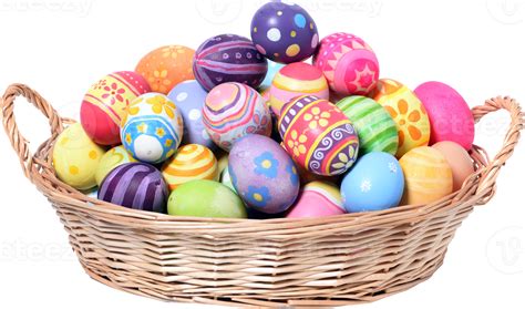 Happy Easter Day Colorful Eggs In Basket 14466555 Png
