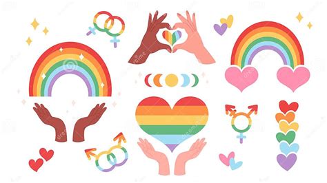 Lgbtq Elements Collection Lgbtq Pride Month Rainbow Hearts And