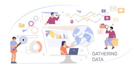 Free Vector Gathering Data Flat Composition With Team Of Business