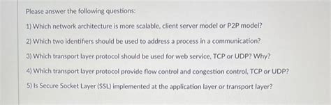 Solved Please Answer The Following Questions Which Chegg