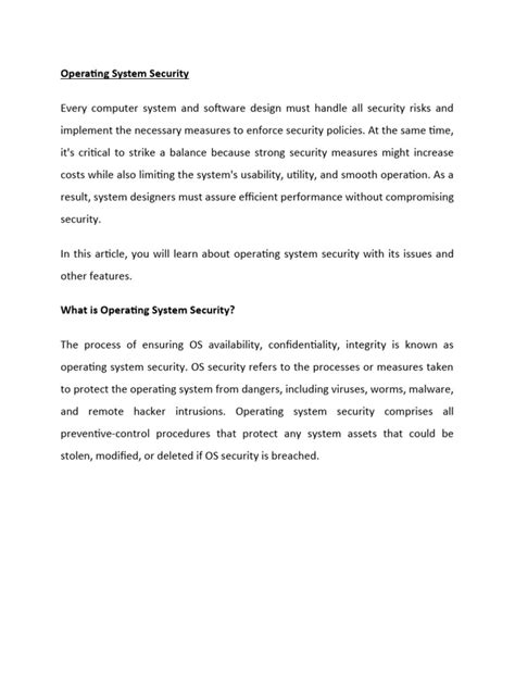 10 Operating System Security Pdf Information Security Computer