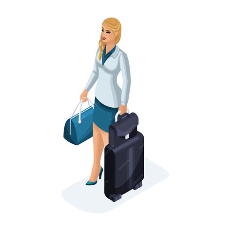 Premium Vector Of A Beautiful Woman On A Business Trip Standing With