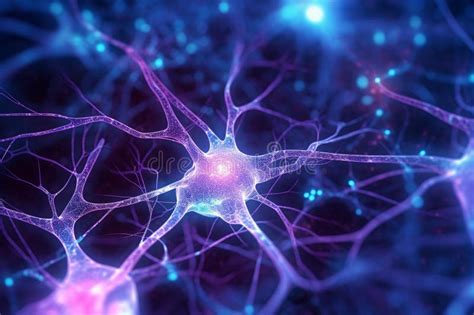 Close Up View Of A Vibrant Neuron Intricately Woven With Its Dendrites Extending And